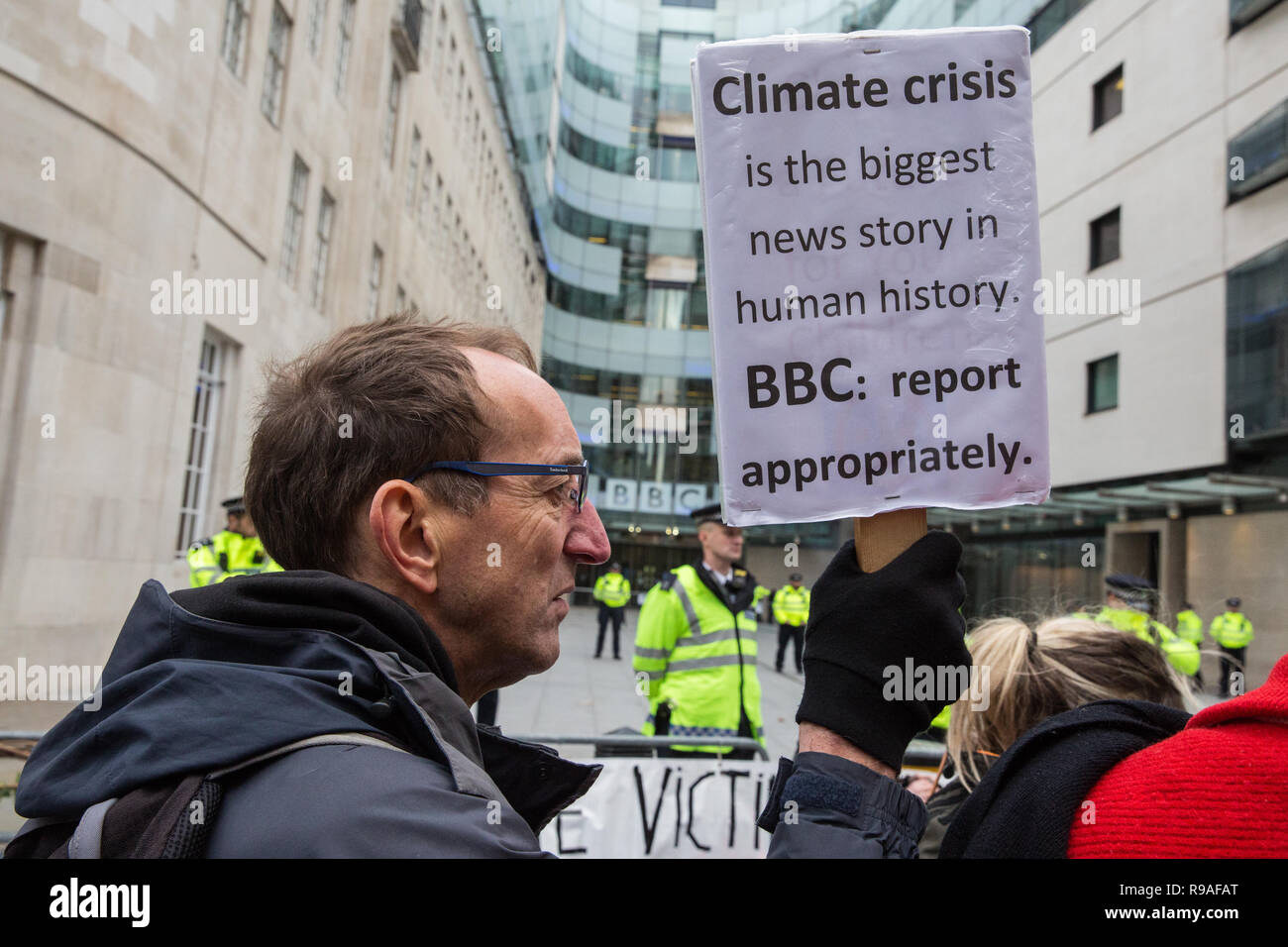Protesters outside bbc broadcasting house hi-res stock photography and ...