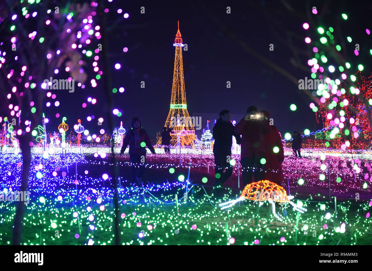 Handan, China. 22nd Dec, 2018. Thousands of LED lights can be seen at ...