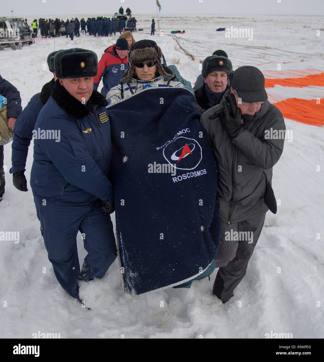 Zhezkazgan, Kazakhstan. 20th December, 2018. Russian cosmonaut Sergey ...