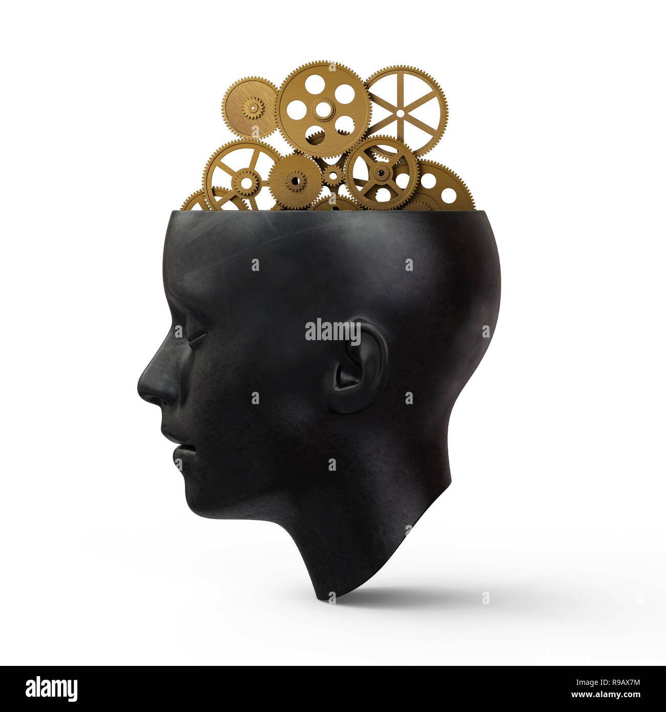 Head With Gears,3d rendering,conceptual image Stock Photo - Alamy