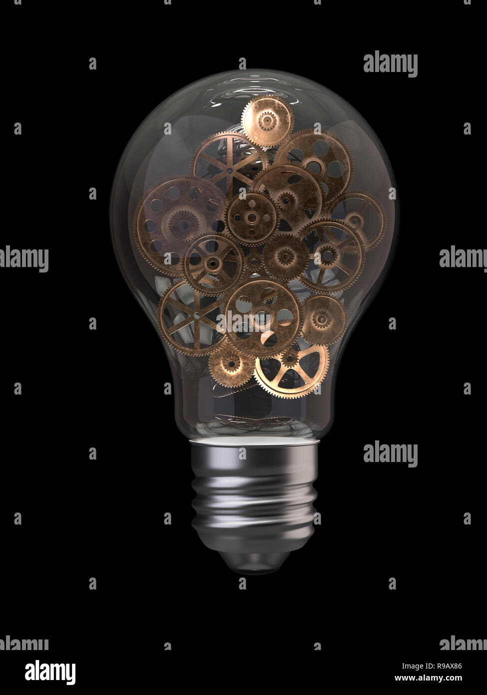 Light bulb and gears.3d rendering,conceptual image Stock Photo - Alamy