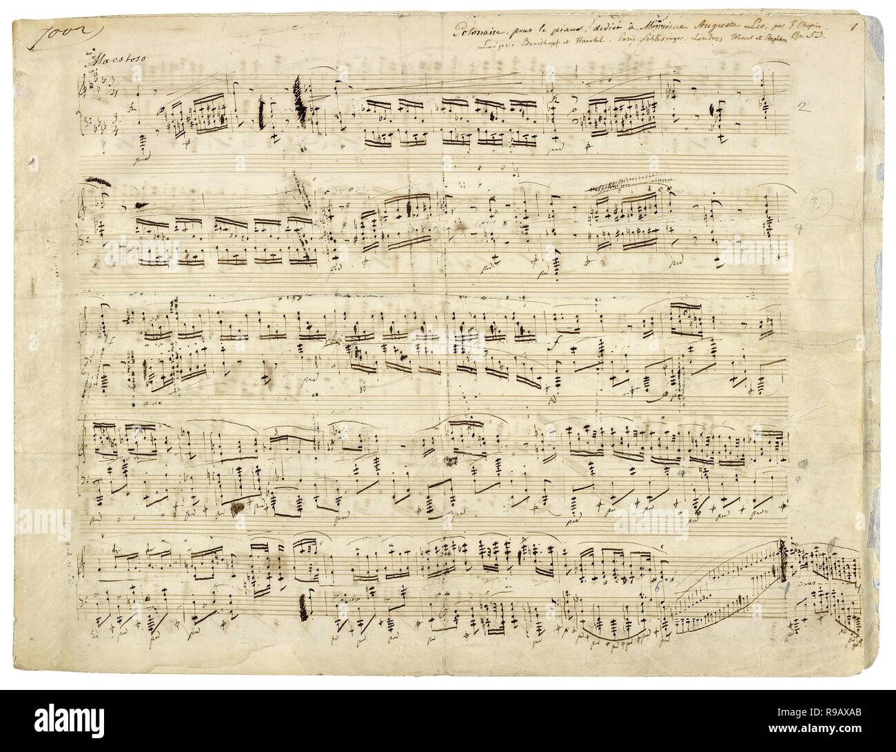 Autographed partiture of the Polonaise, Op. 53 in A flat major for ...