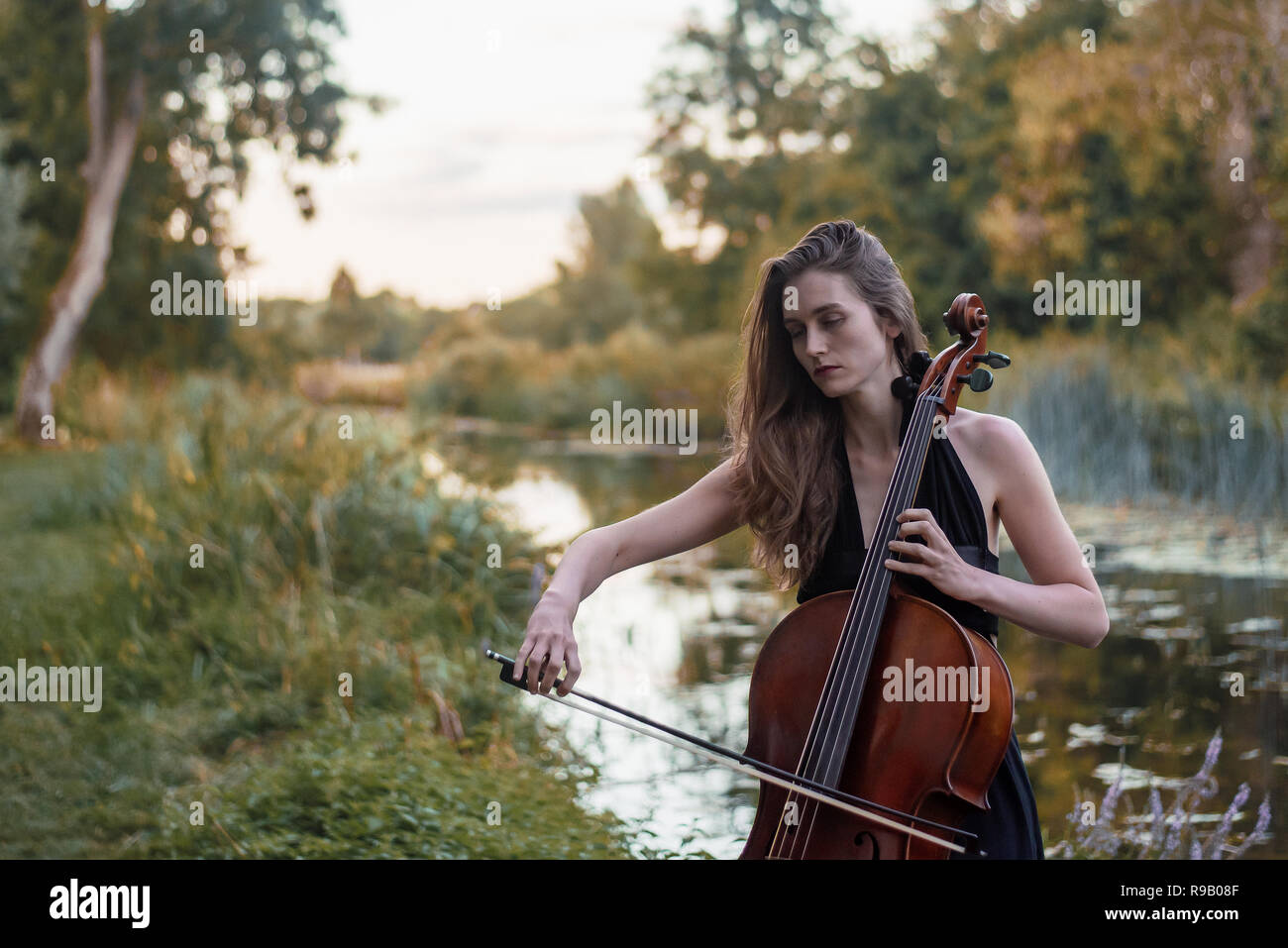 Playing cello in woodland hi-res stock photography and images - Alamy