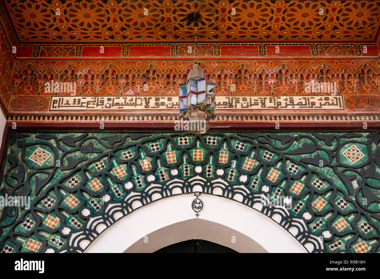 Morocco, Tangier, Medina, traditionally decorated mosque doorway Stock ...