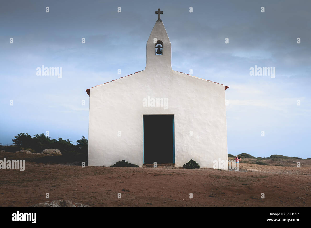 architectural detail of the chapel of La Meule on the island of Yeu in ...