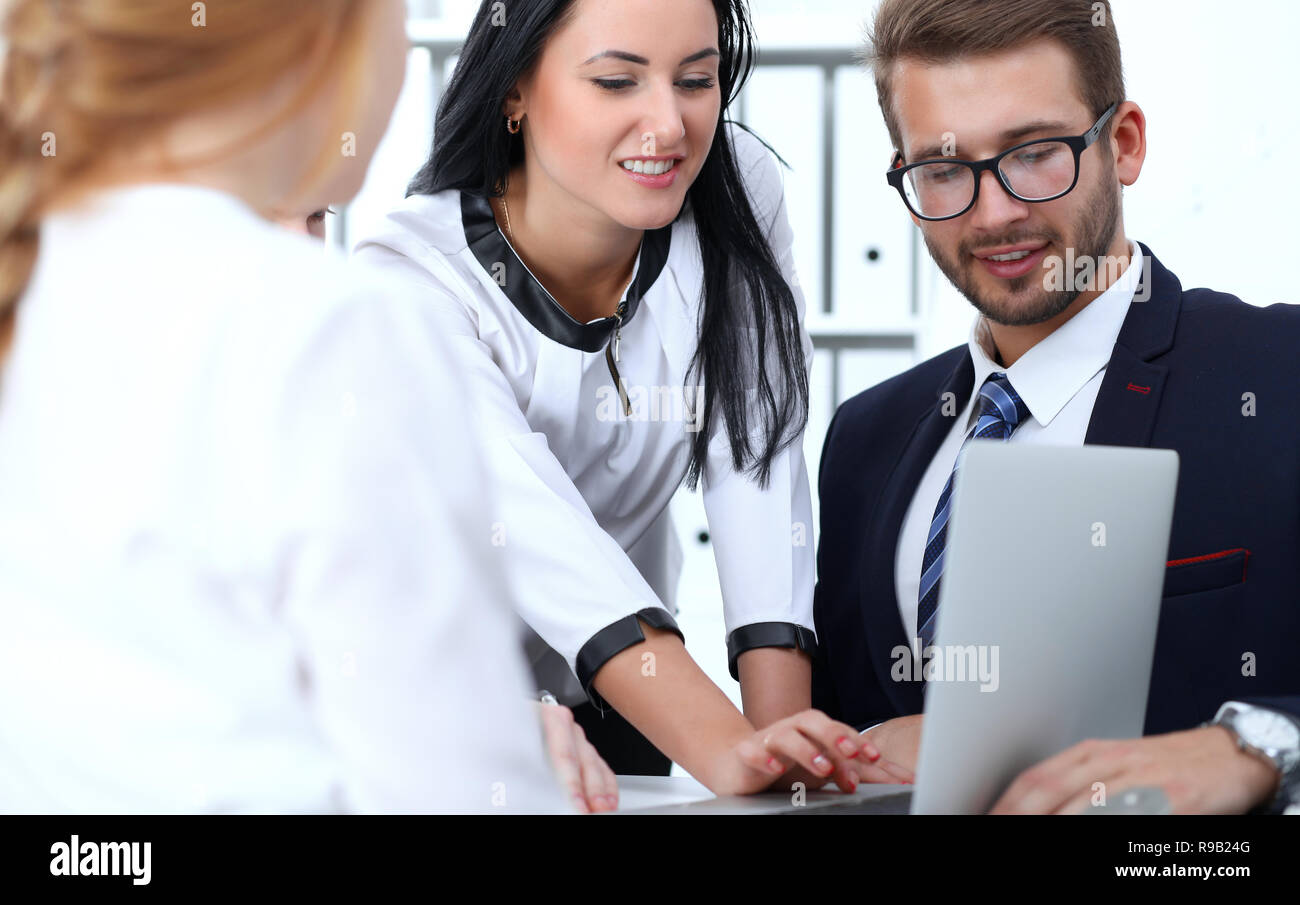 Business people team at meeting in office. Focus at business woman ...