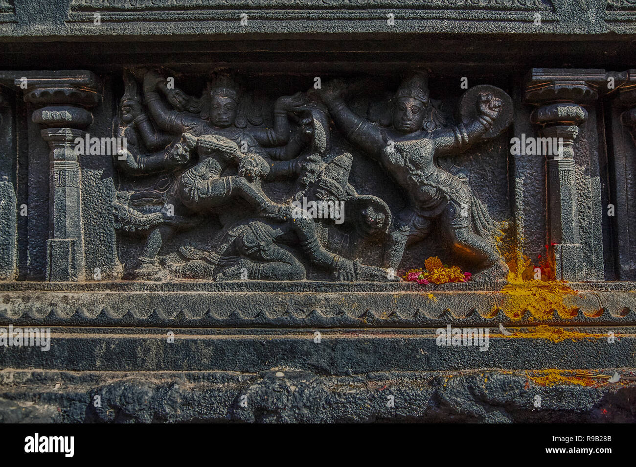 21—Aug-2009-stone sculpture of Devi fiting Danavas stone work ...