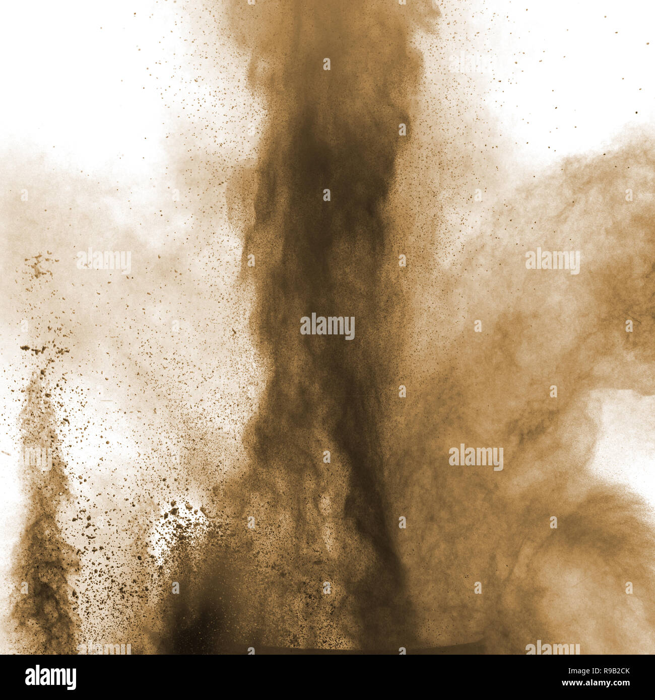 Explosive brown powder on white background Stock Photo - Alamy