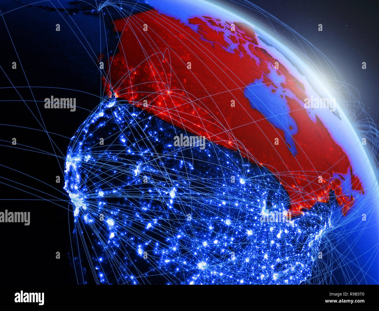 Canada from space on model of blue digital planet Earth. Concept of ...
