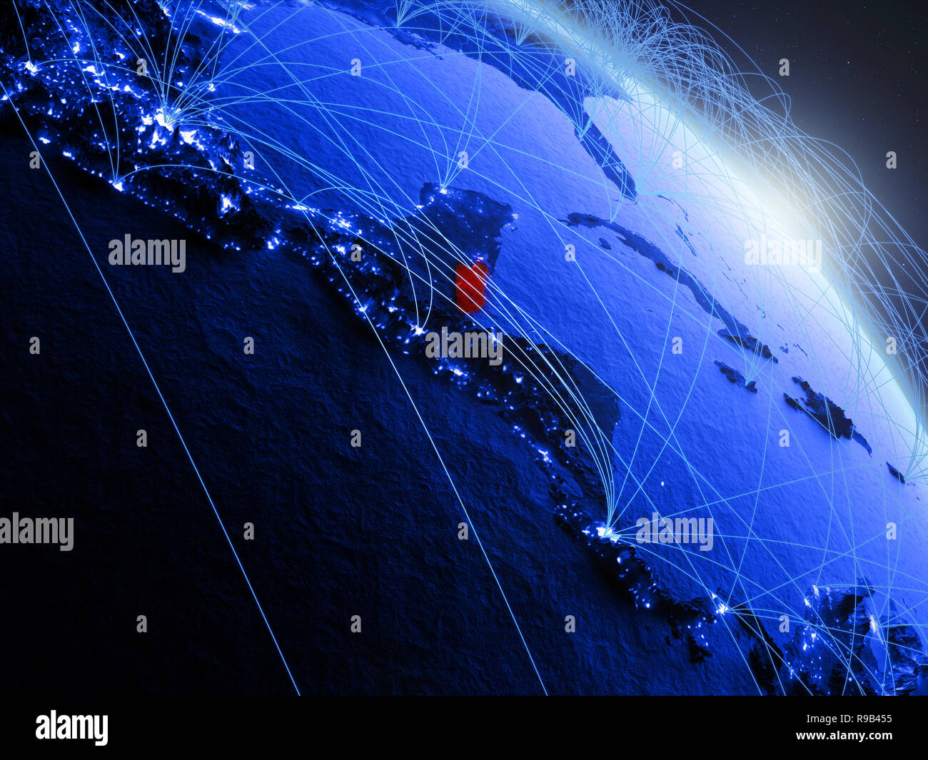 Belize from space on model of blue digital planet Earth. Concept of ...