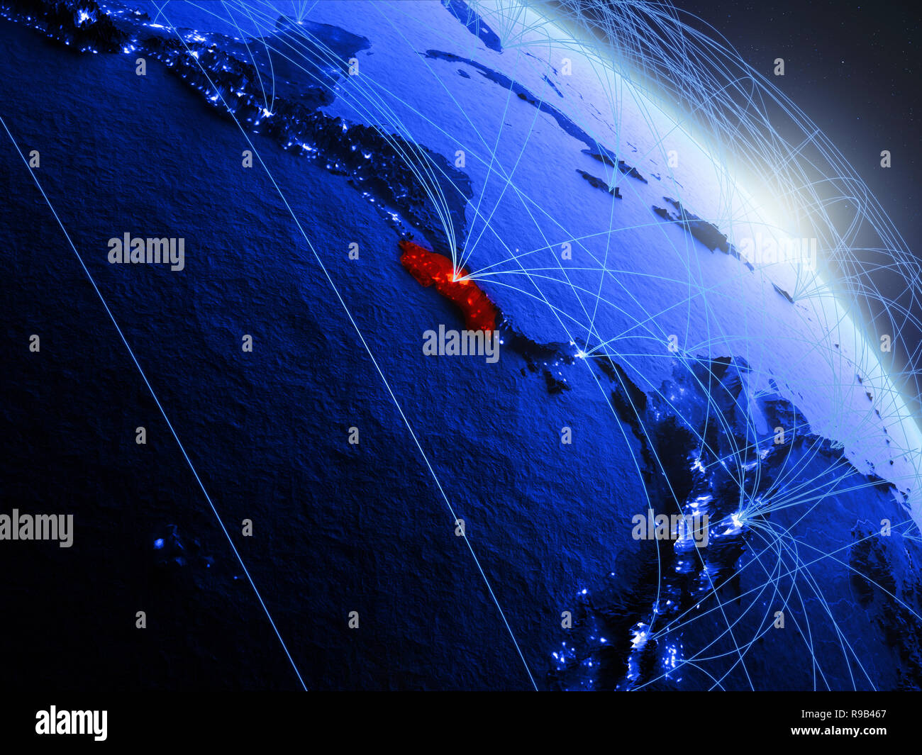 Costa Rica from space on model of blue digital planet Earth. Concept of ...
