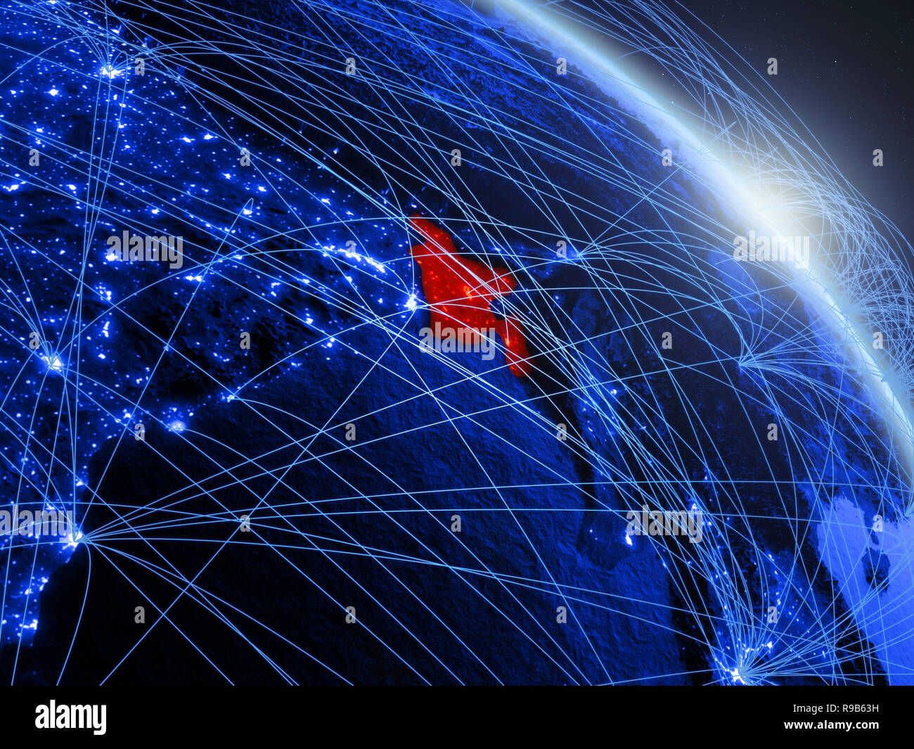 Bangladesh from space on model of blue digital planet Earth. Concept of ...