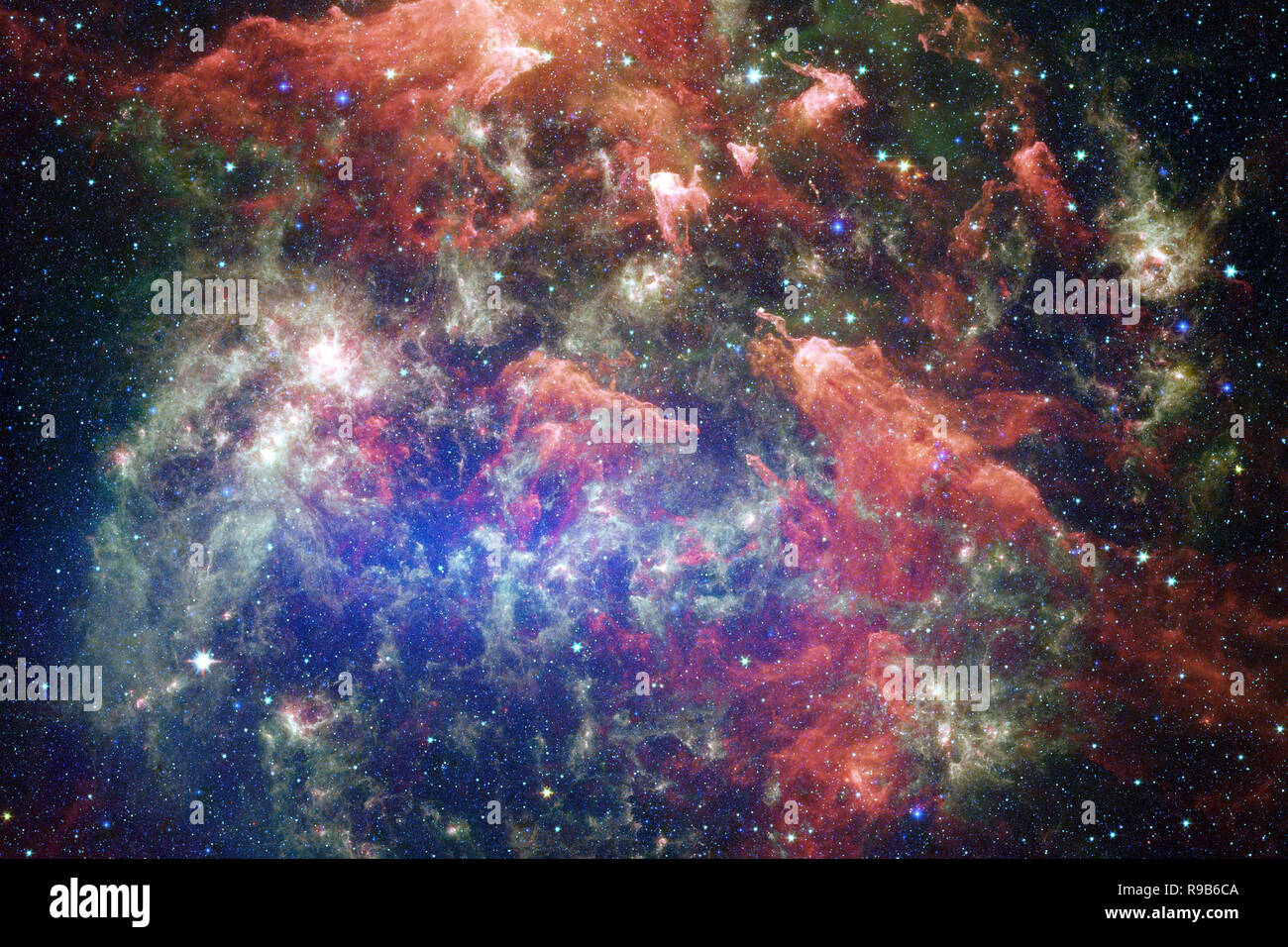 Outer space art. Nebulas, galaxies and bright stars in beautiful ...