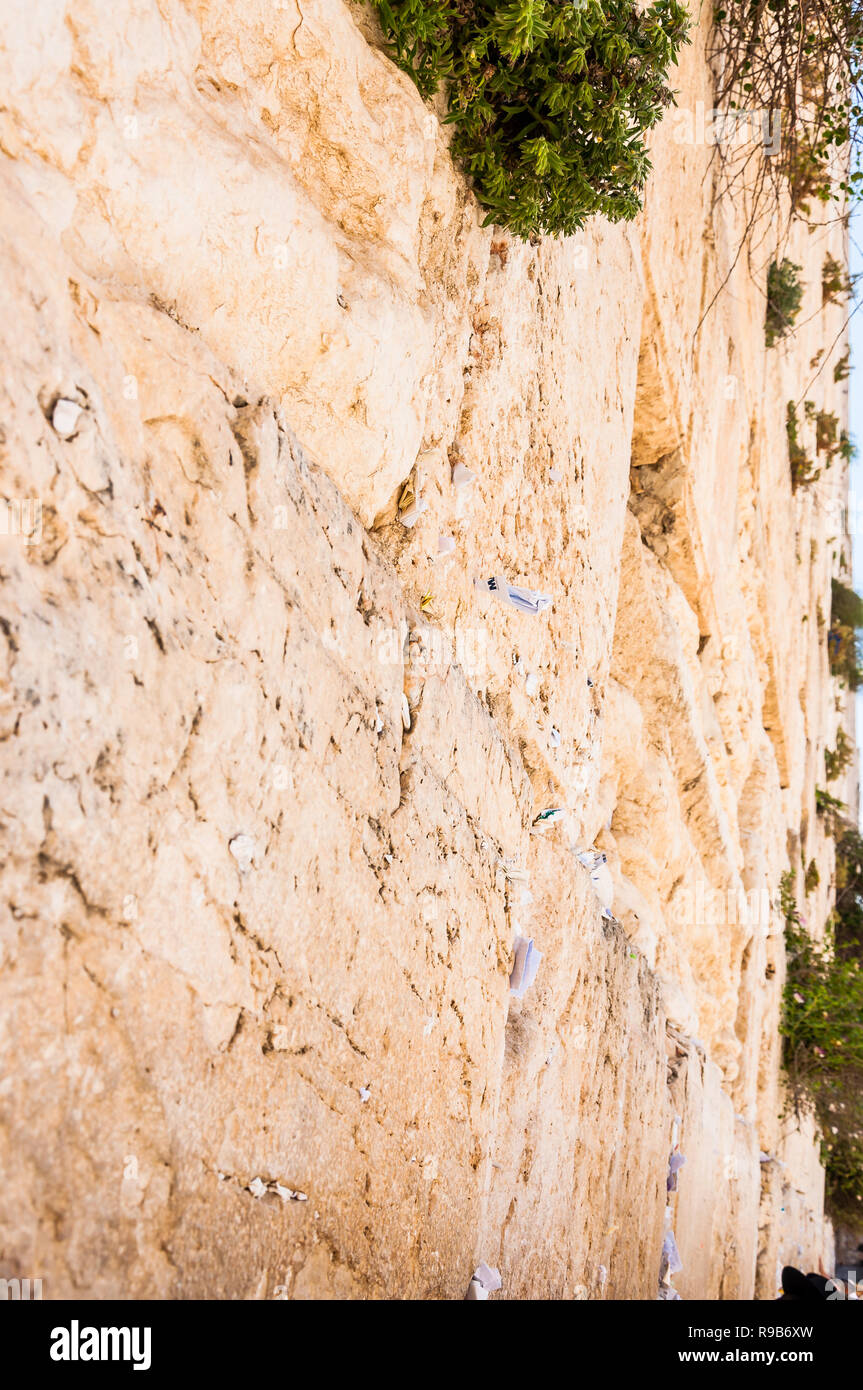 Letters to God shoved between the stones on Western Wall in Jerusalem ...