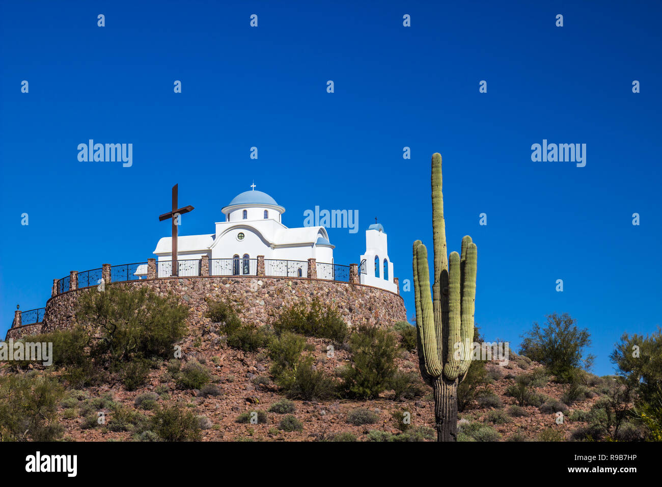 Monastery Chapel On Hilltop In Desert Stock Photo - Alamy