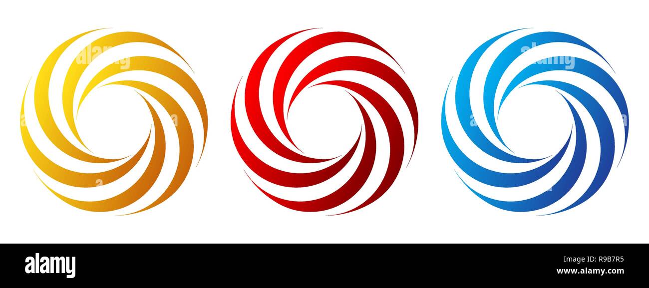 Set of abstract spiral or swirl motion elements. Vector illustration ...