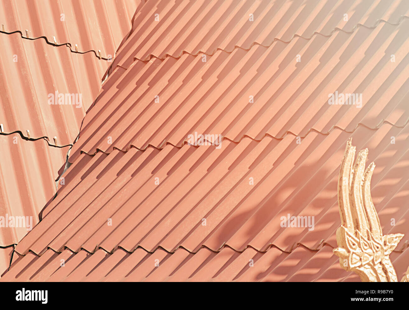 roof in living coral color Stock Photo - Alamy