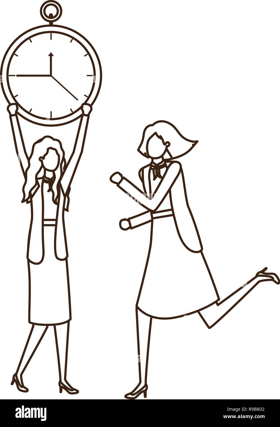 businesswomen with clock avatar character Stock Vector Image & Art - Alamy