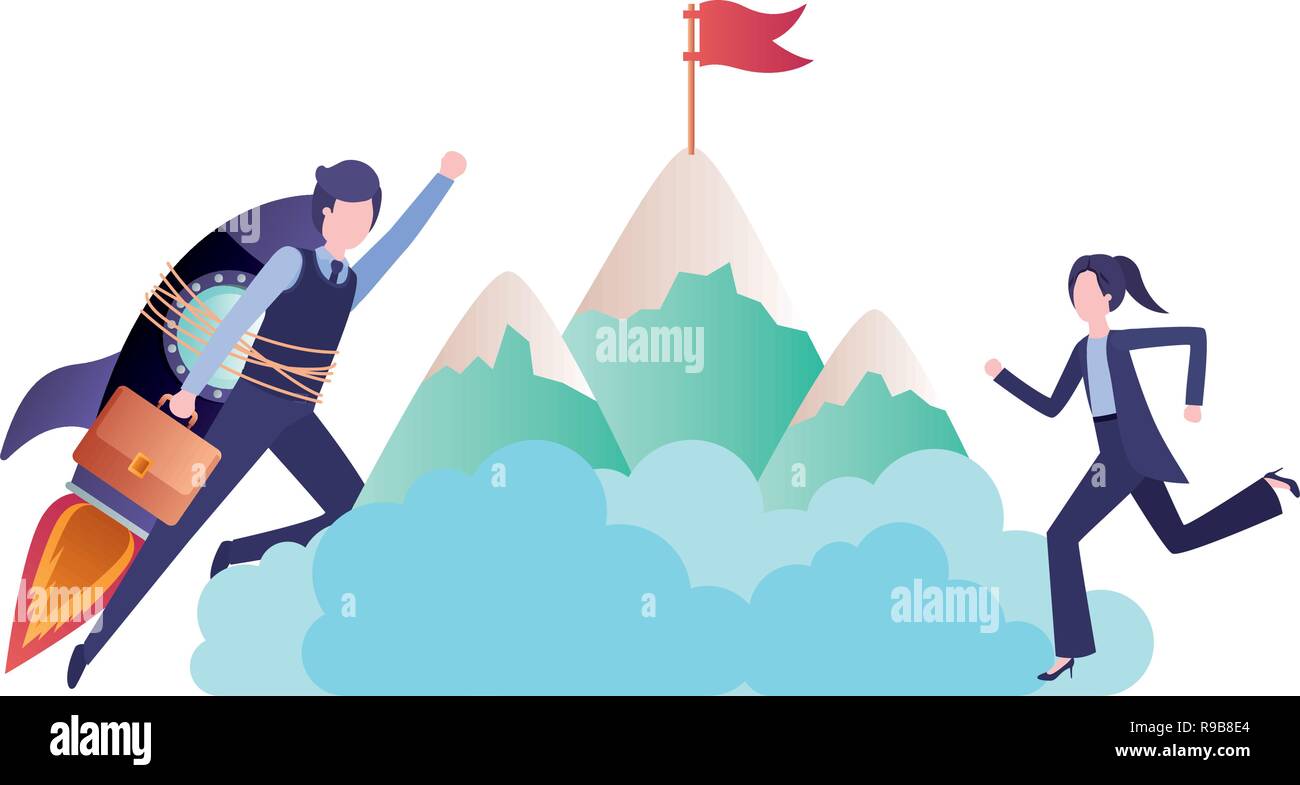 Woman climbing up mountain Stock Vector Images - Alamy