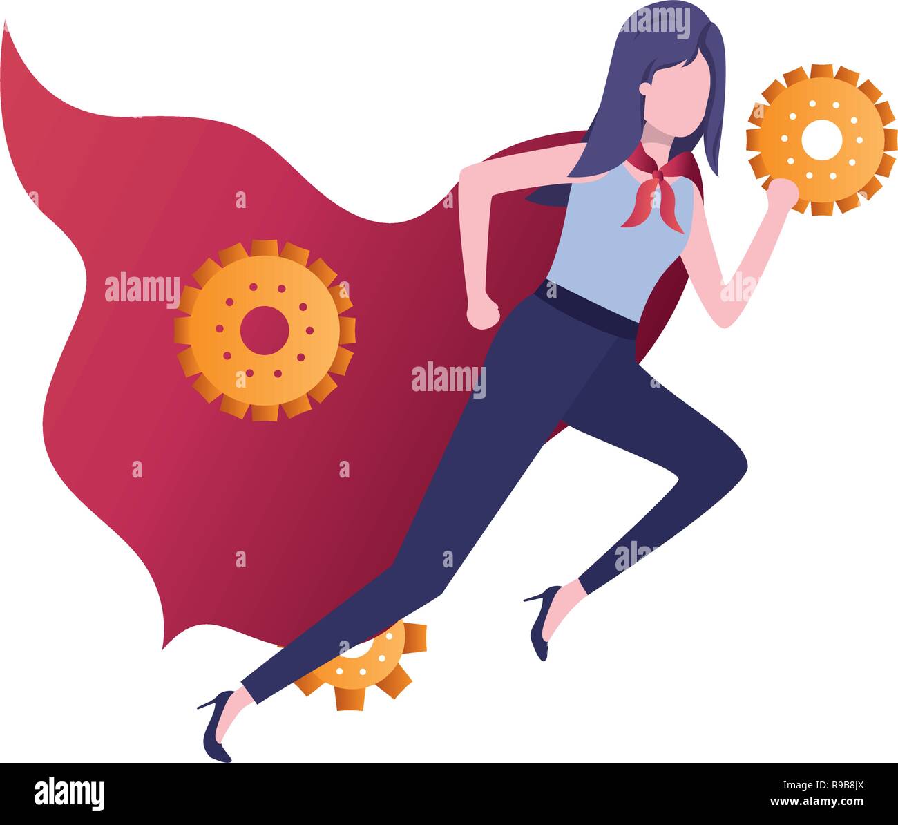 businesswoman with gear avatar character Stock Vector Image & Art - Alamy
