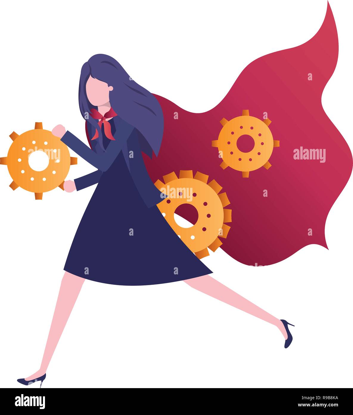 businesswoman with gear avatar character Stock Vector Image & Art - Alamy