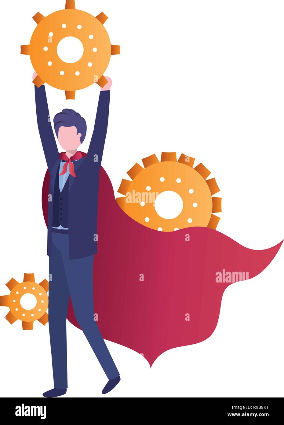 businessman with gear avatar character Stock Vector Image & Art - Alamy