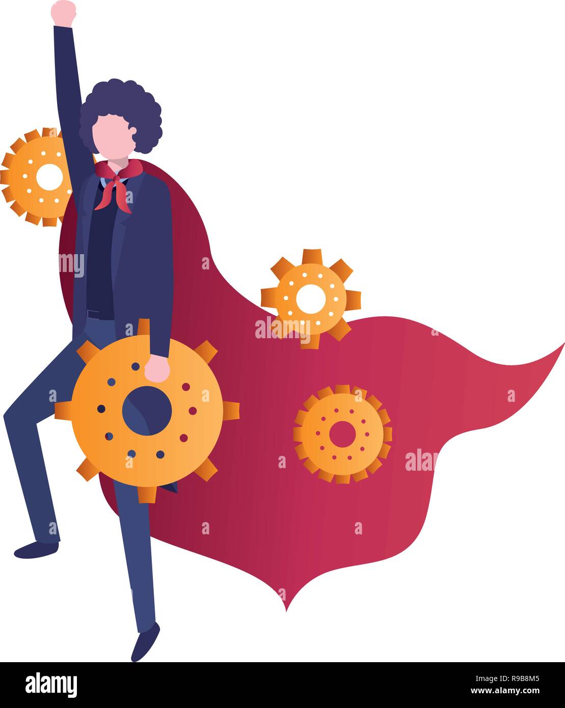 businessman with gear avatar character Stock Vector Image & Art - Alamy