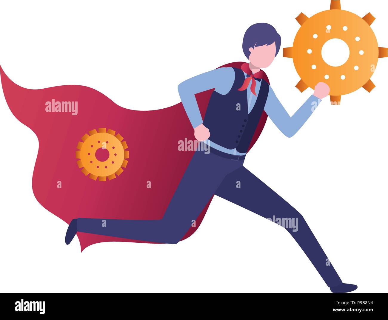 businessman with gear avatar character Stock Vector Image & Art - Alamy