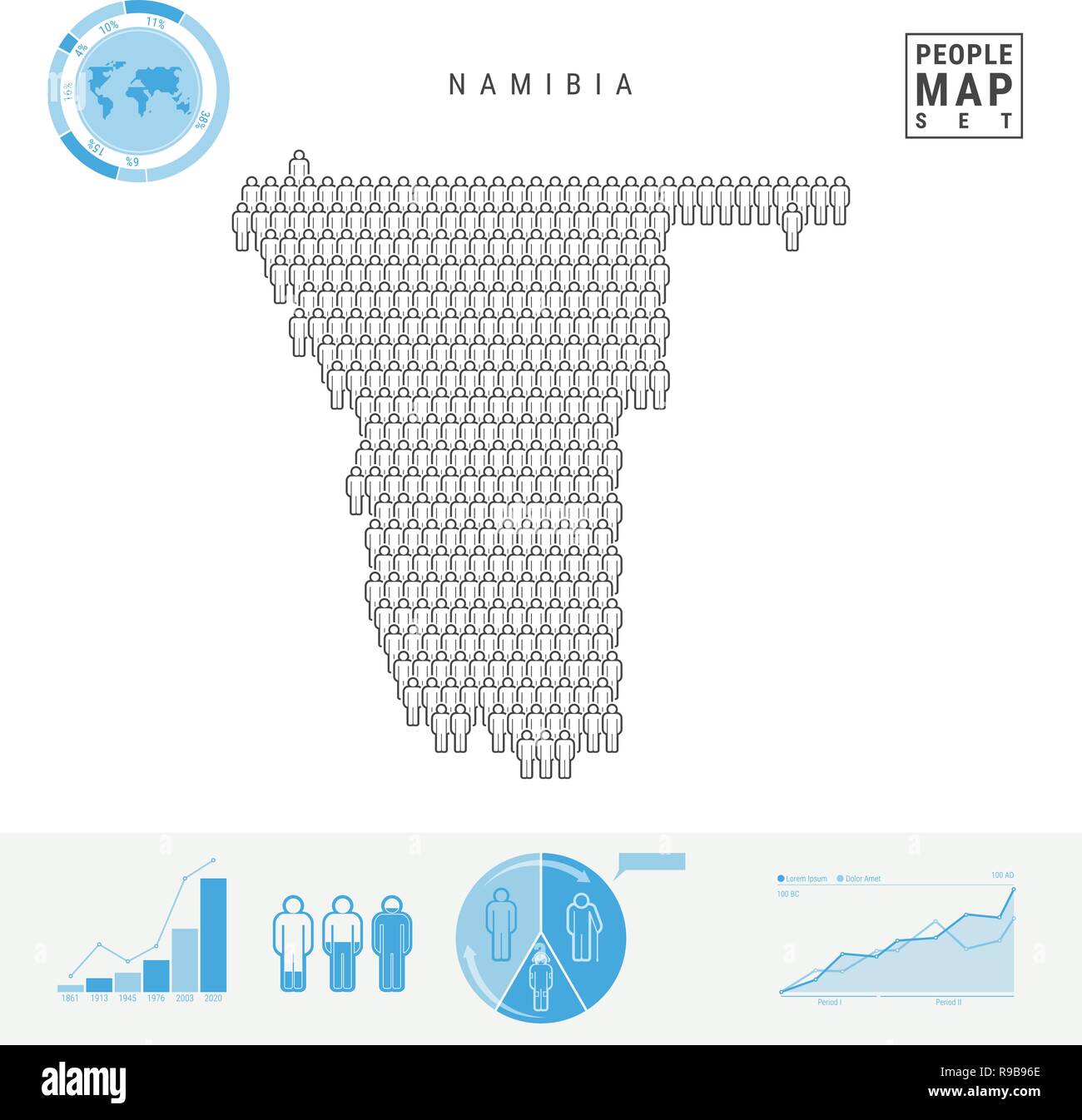 Namibia People Icon Map. People Crowd in the Shape of a Map of Namibia ...