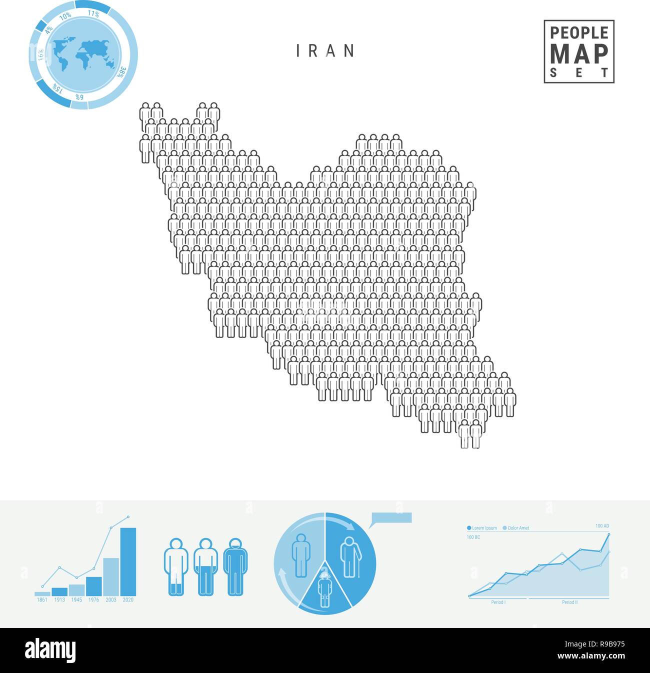 Iran People Icon Map. People Crowd in the Shape of a Map of Iran ...
