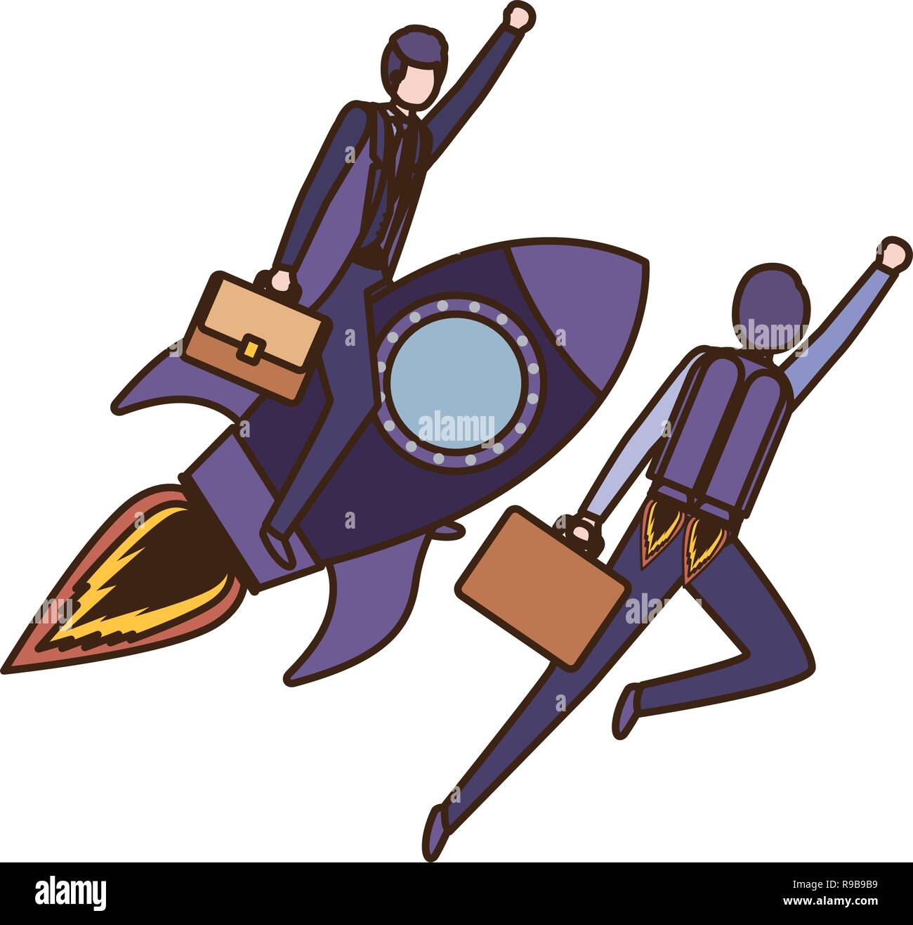 businessmen with rocket avatar character Stock Vector Image & Art - Alamy