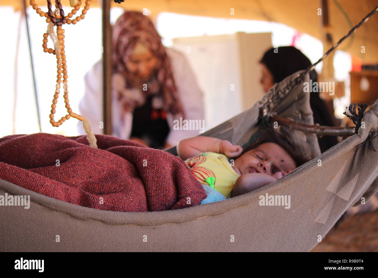 Ramallah/Palestine- 2016: Bedouin baby sleeping in a creative bed and ...