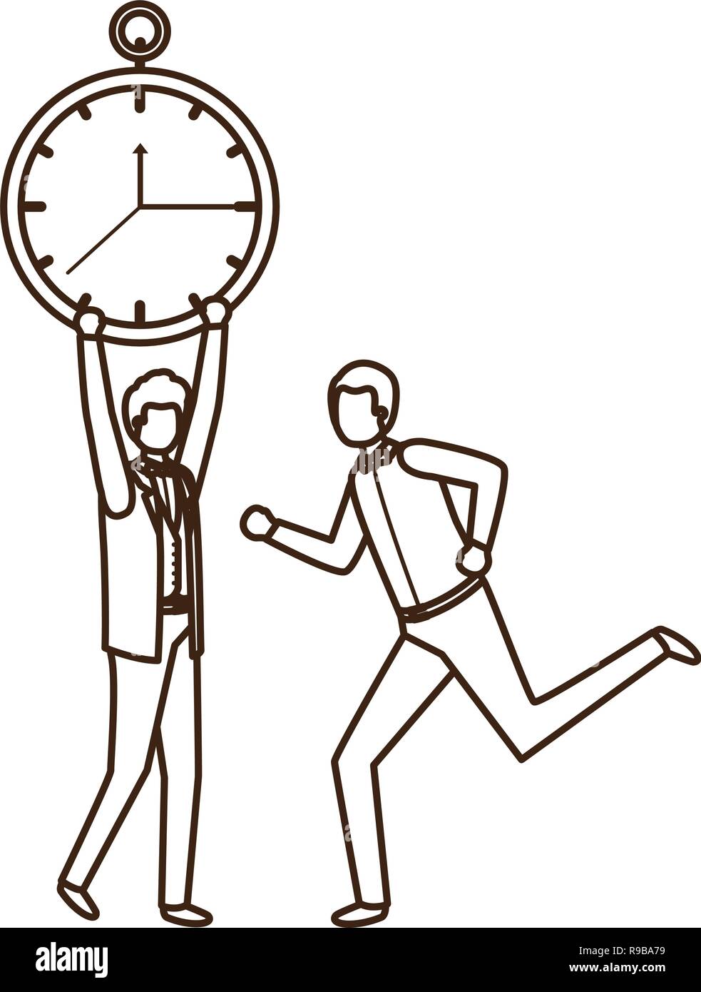 businessmen with clock avatar character Stock Vector Image & Art - Alamy