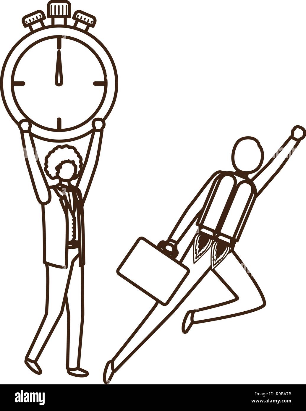 businessmen with rocket and clock avatar character Stock Vector Image ...