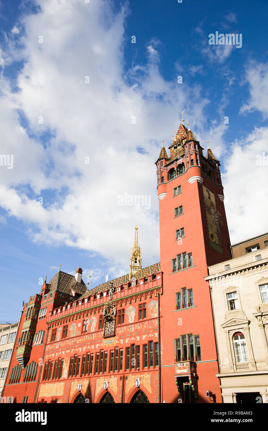 View at red town hall in Basel, Switzerland Stock Photo - Alamy