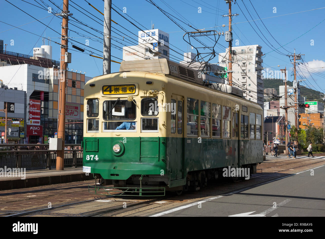Nagasaki, Japan - October 22, 2018: Retro electric streetcar in ...