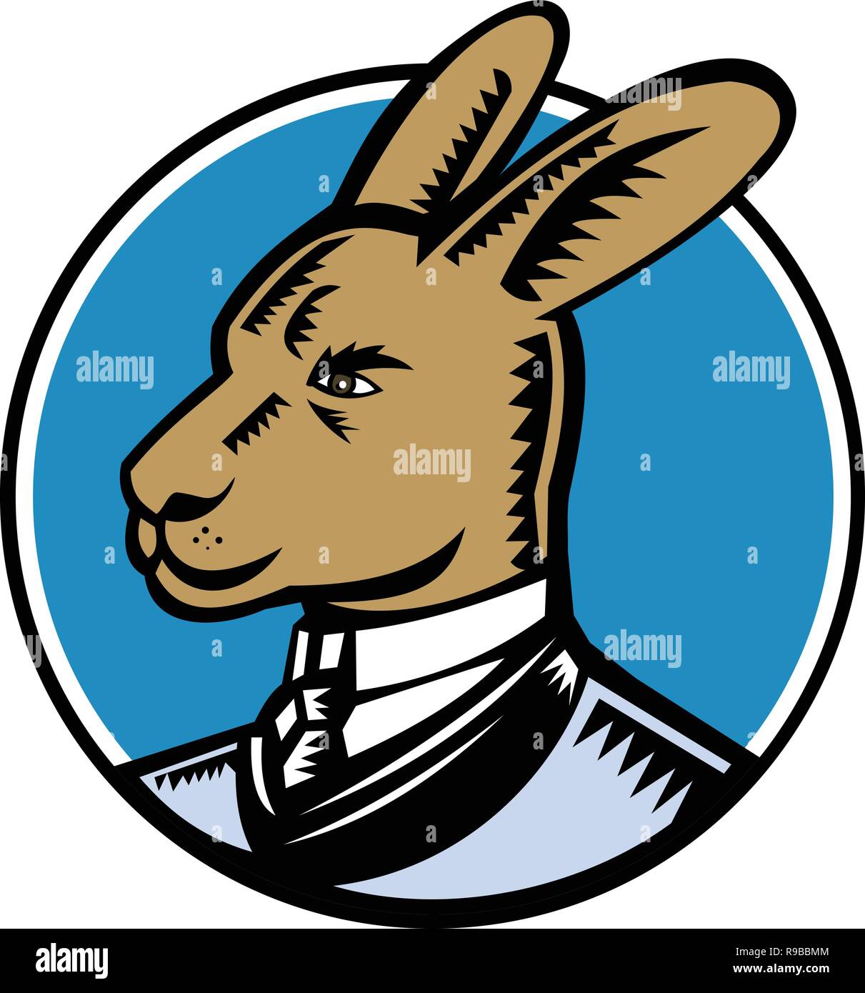 Retro woodcut style illustration of a proud wallaby, wallaroo or ...