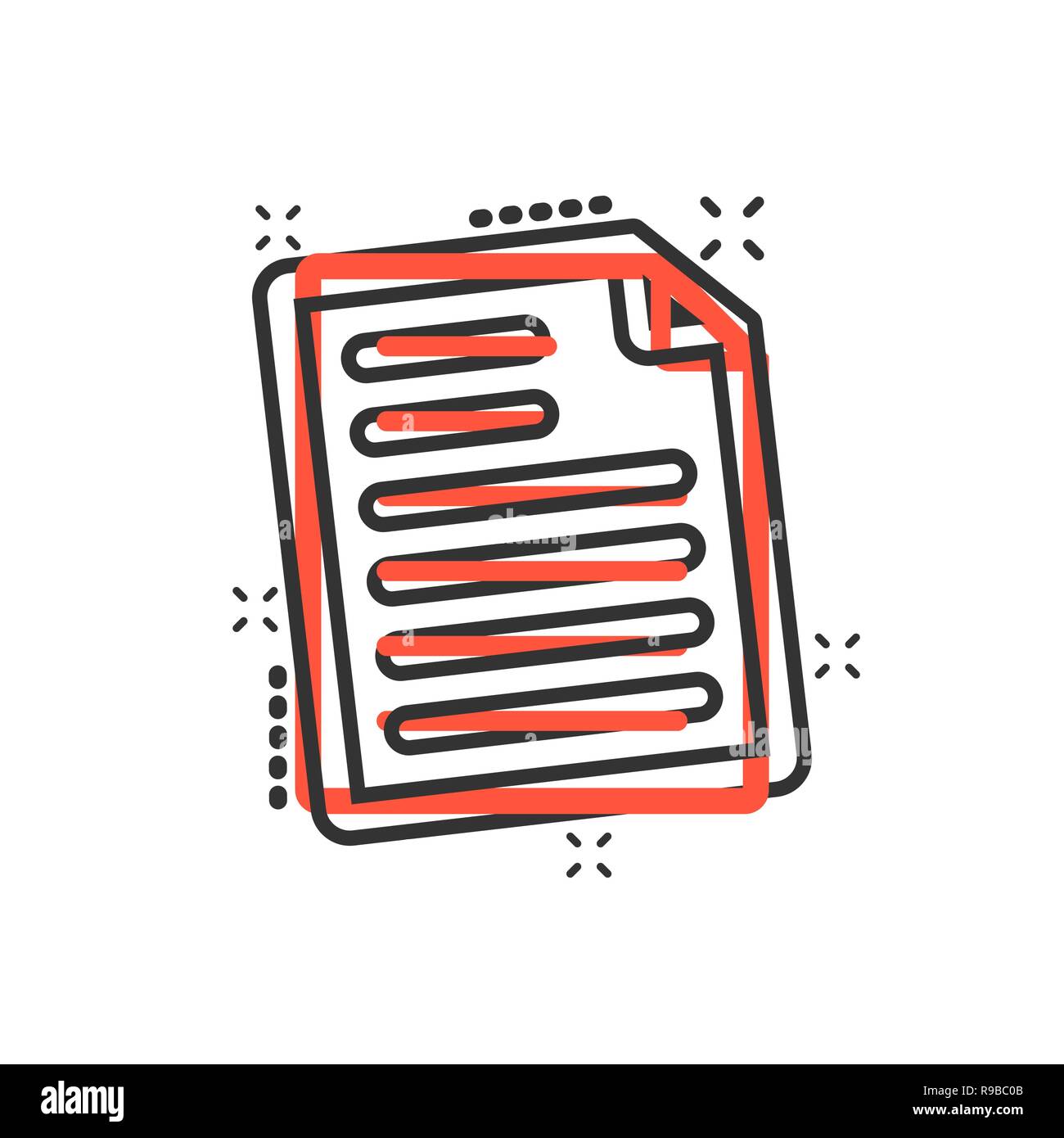 Document note icon in comic style. Paper sheet vector cartoon ...