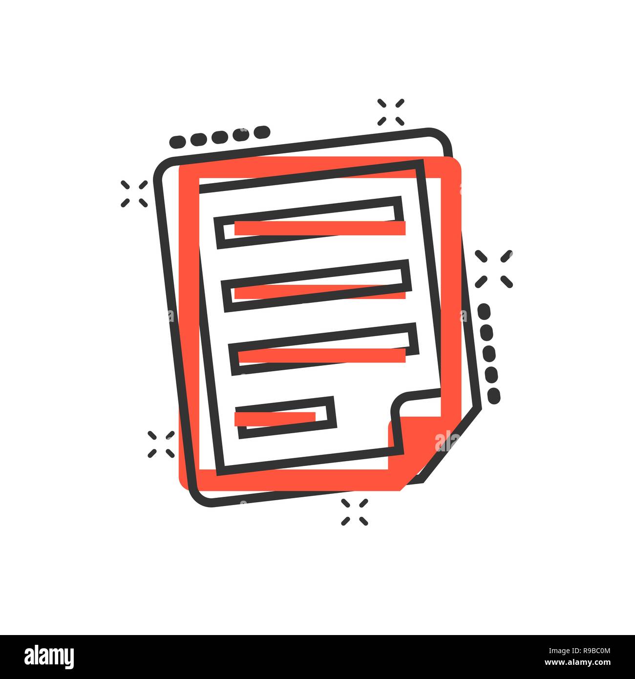 Document note icon in comic style. Paper sheet vector cartoon ...