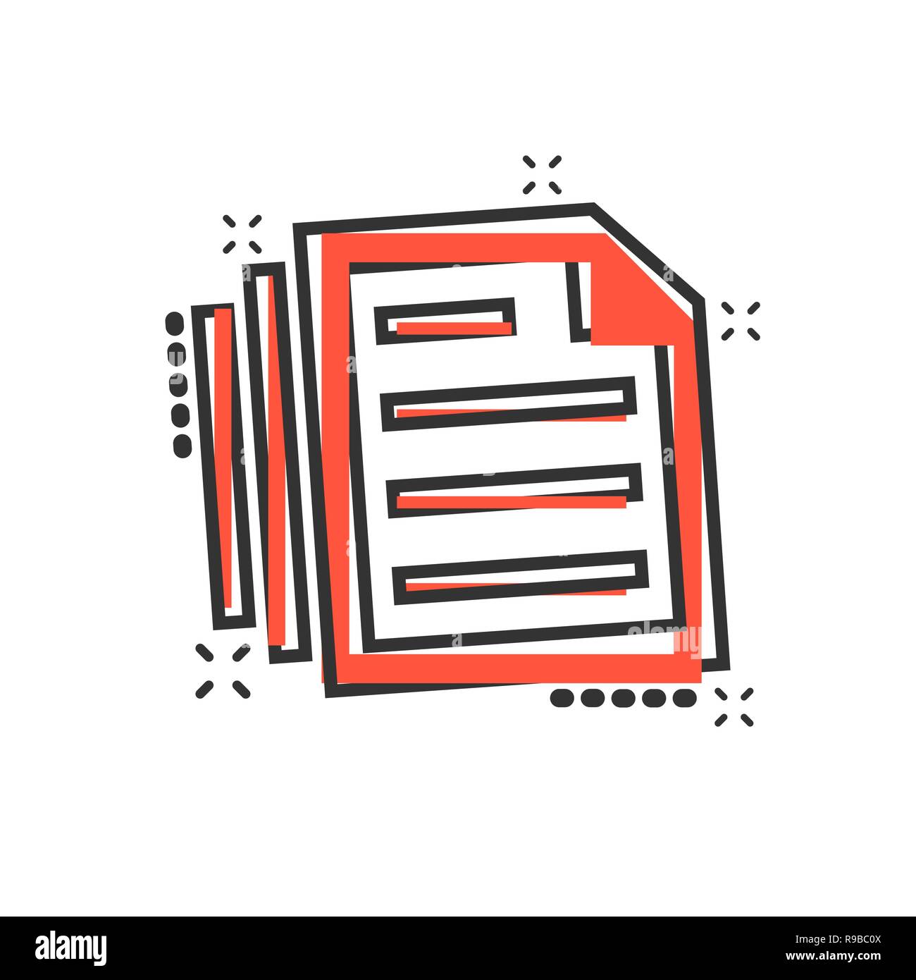 Document note icon in comic style. Paper sheet vector cartoon ...