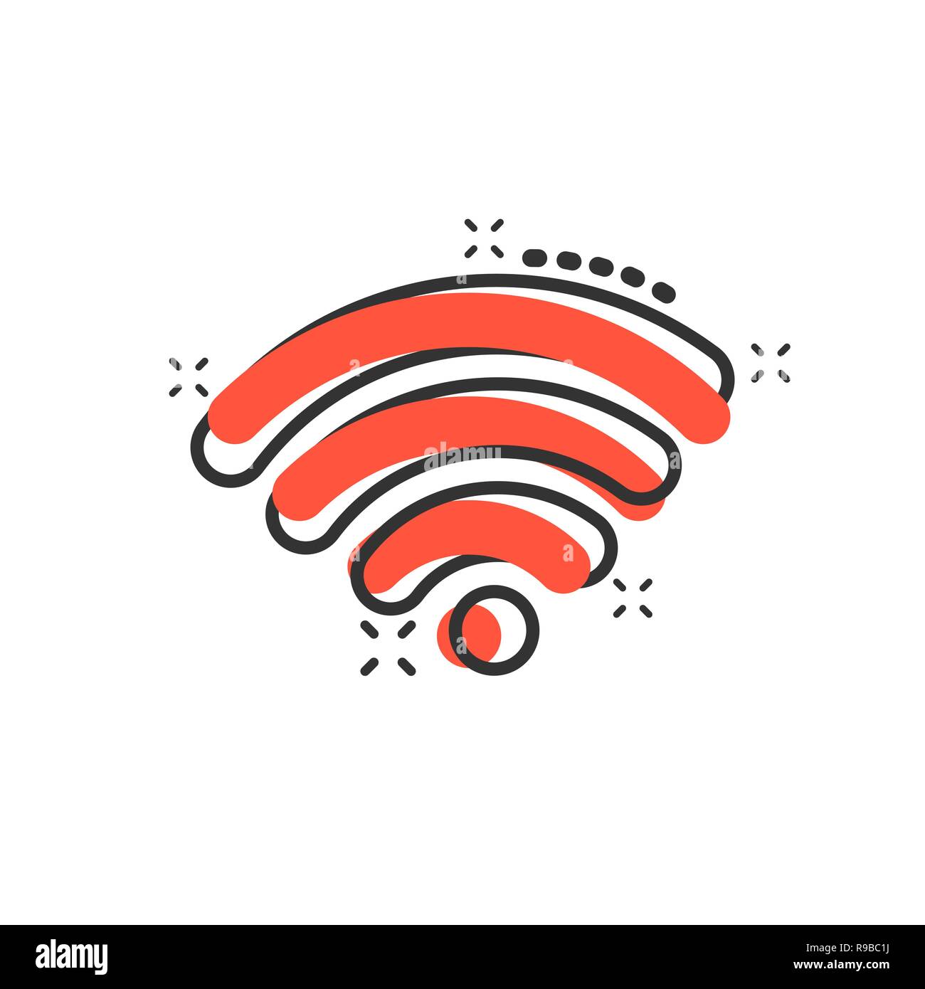 Wifi internet icon in comic style. Wi-fi wireless technology vector cartoon illustration ...
