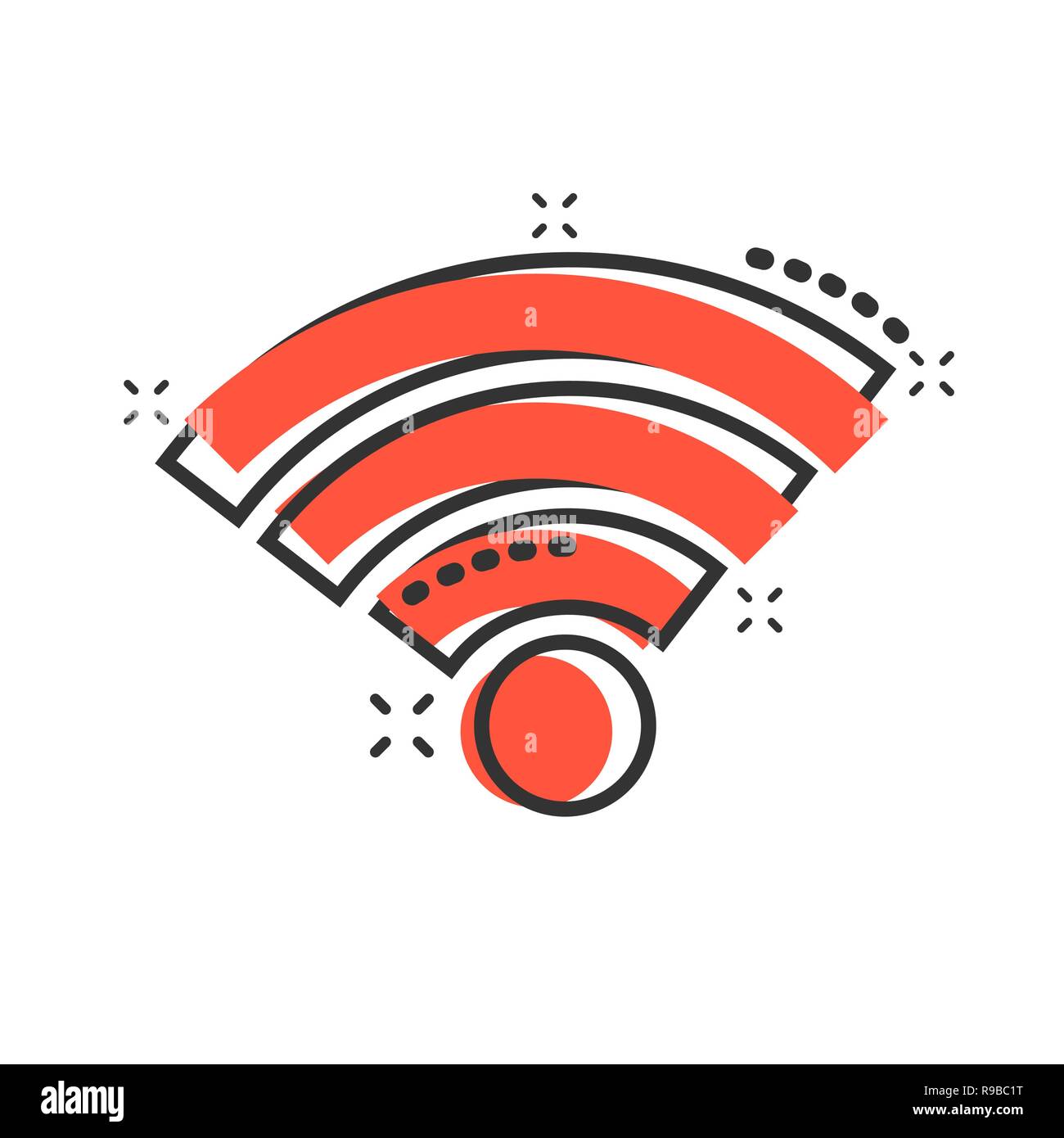 Wifi internet icon in comic style. Wi-fi wireless technology vector cartoon illustration ...