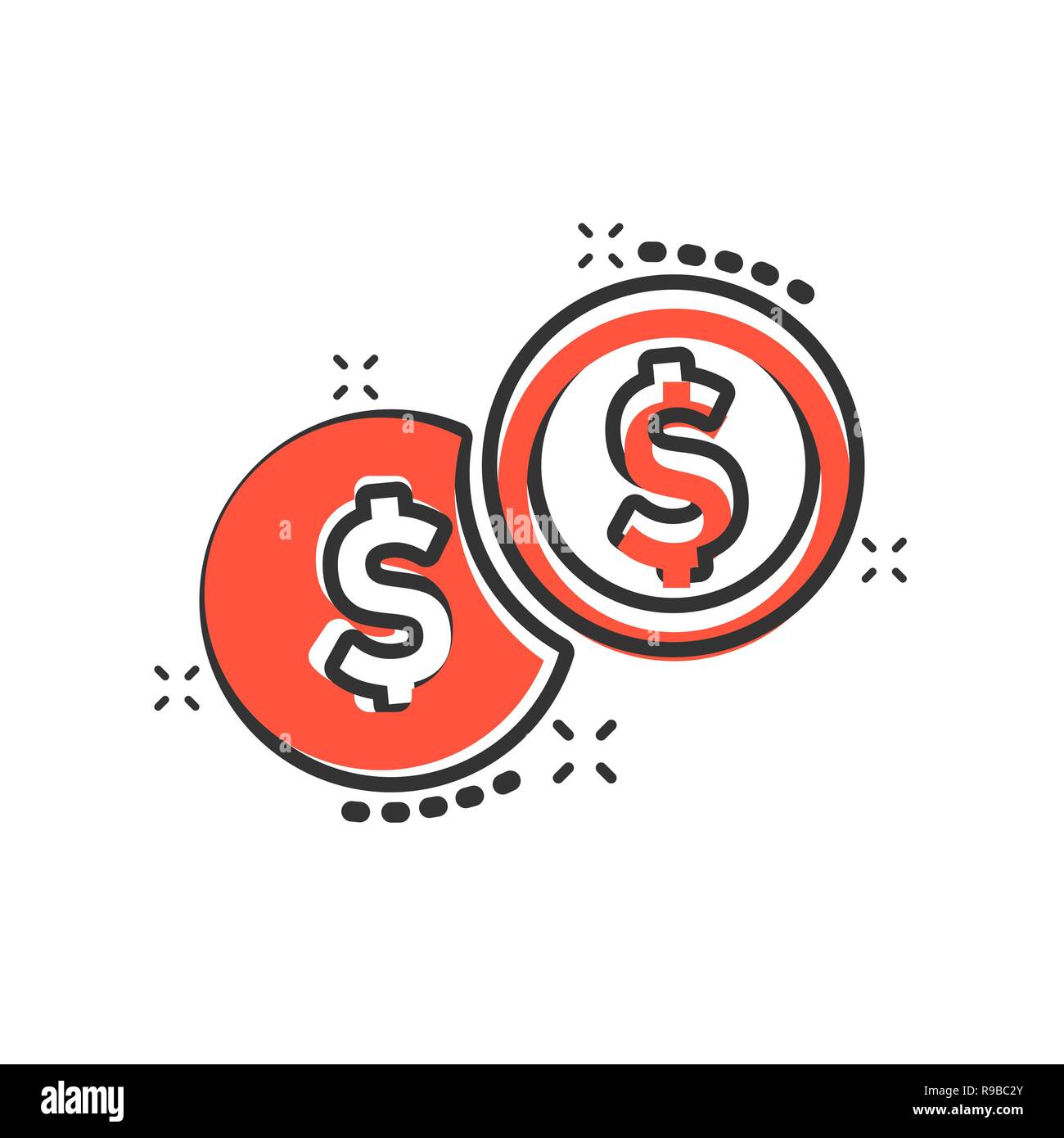 Coins stack icon in comic style. Dollar coin vector cartoon ...