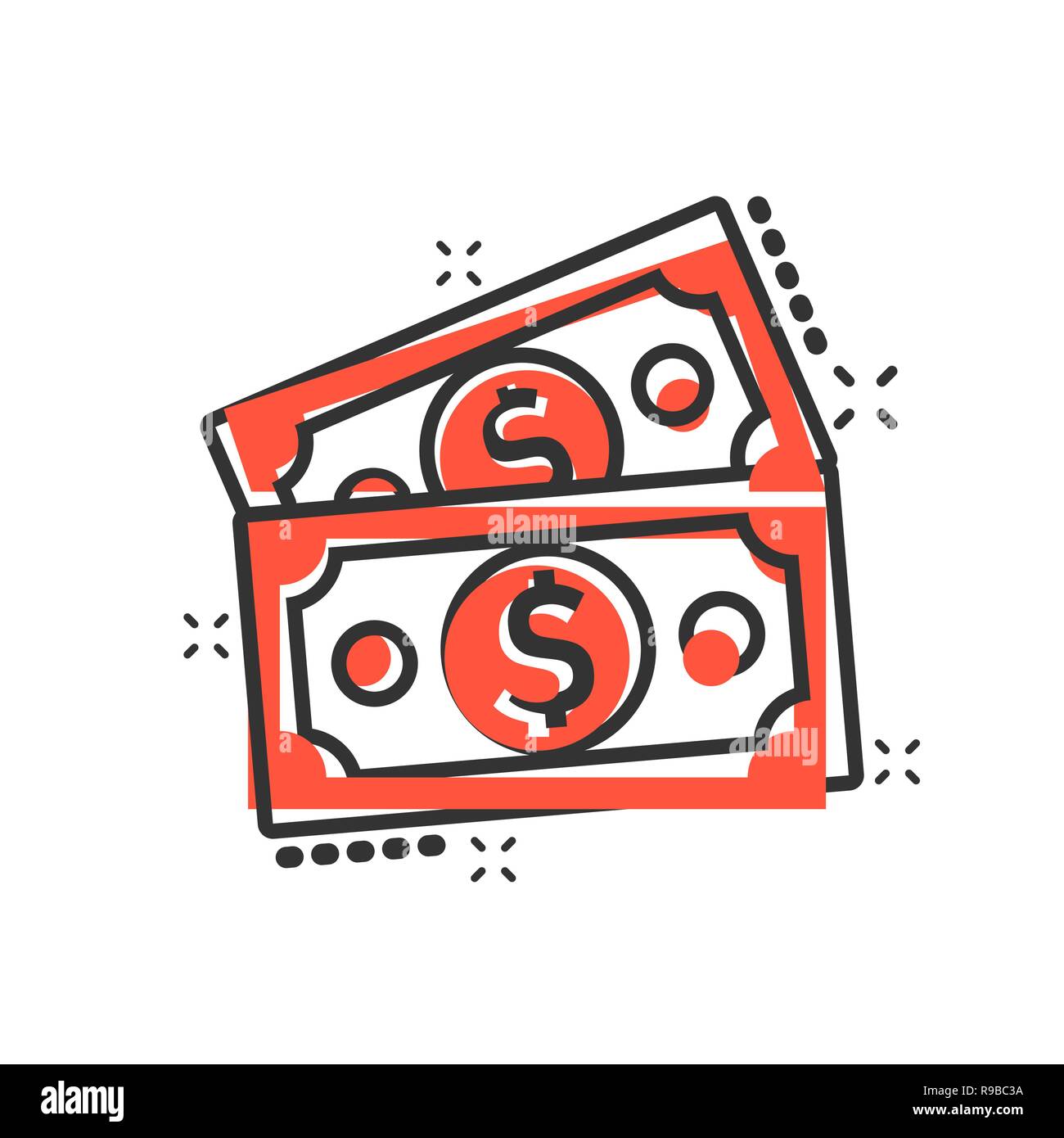 Dollar currency banknote icon in comic style. Dollar cash vector ...