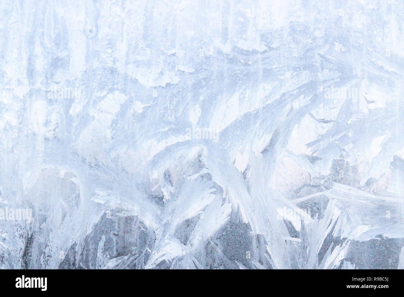 Frosty patterns on a frozen ice box in the early morning Stock Photo ...