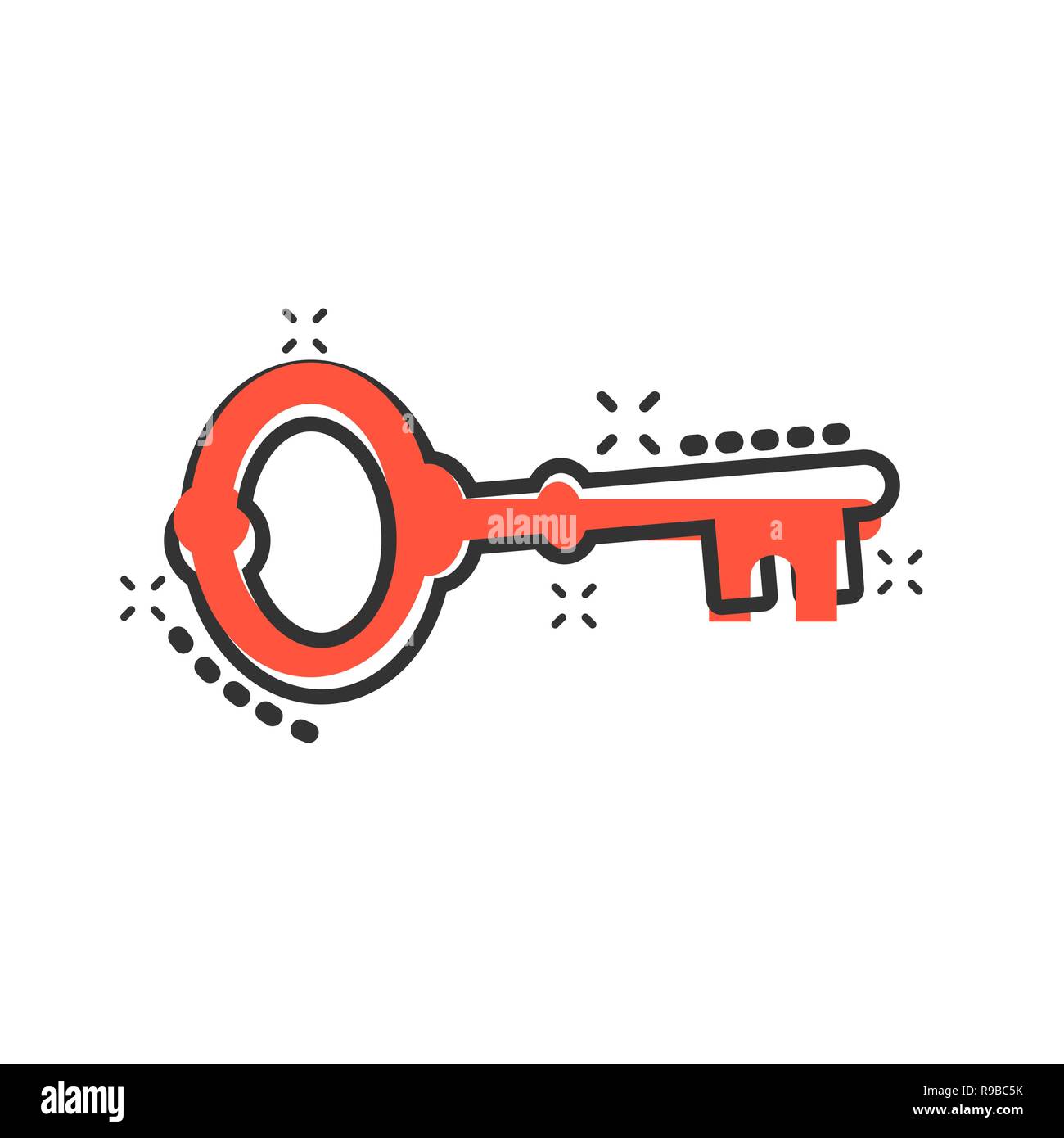 Key icon in comic style. Access login vector cartoon illustration ...