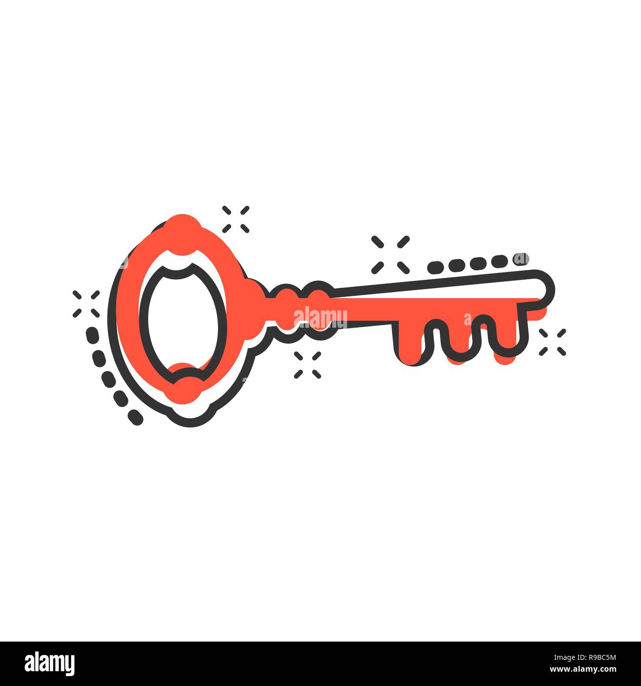 Key icon in comic style. Access login vector cartoon illustration ...