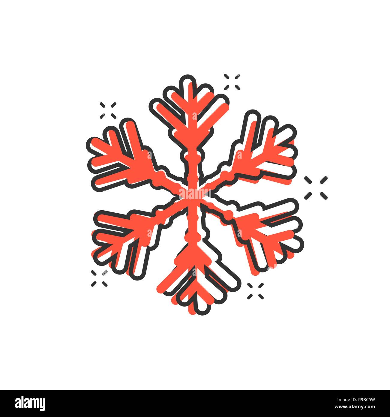 Snowflake icon in comic style. Snow flake winter vector cartoon ...