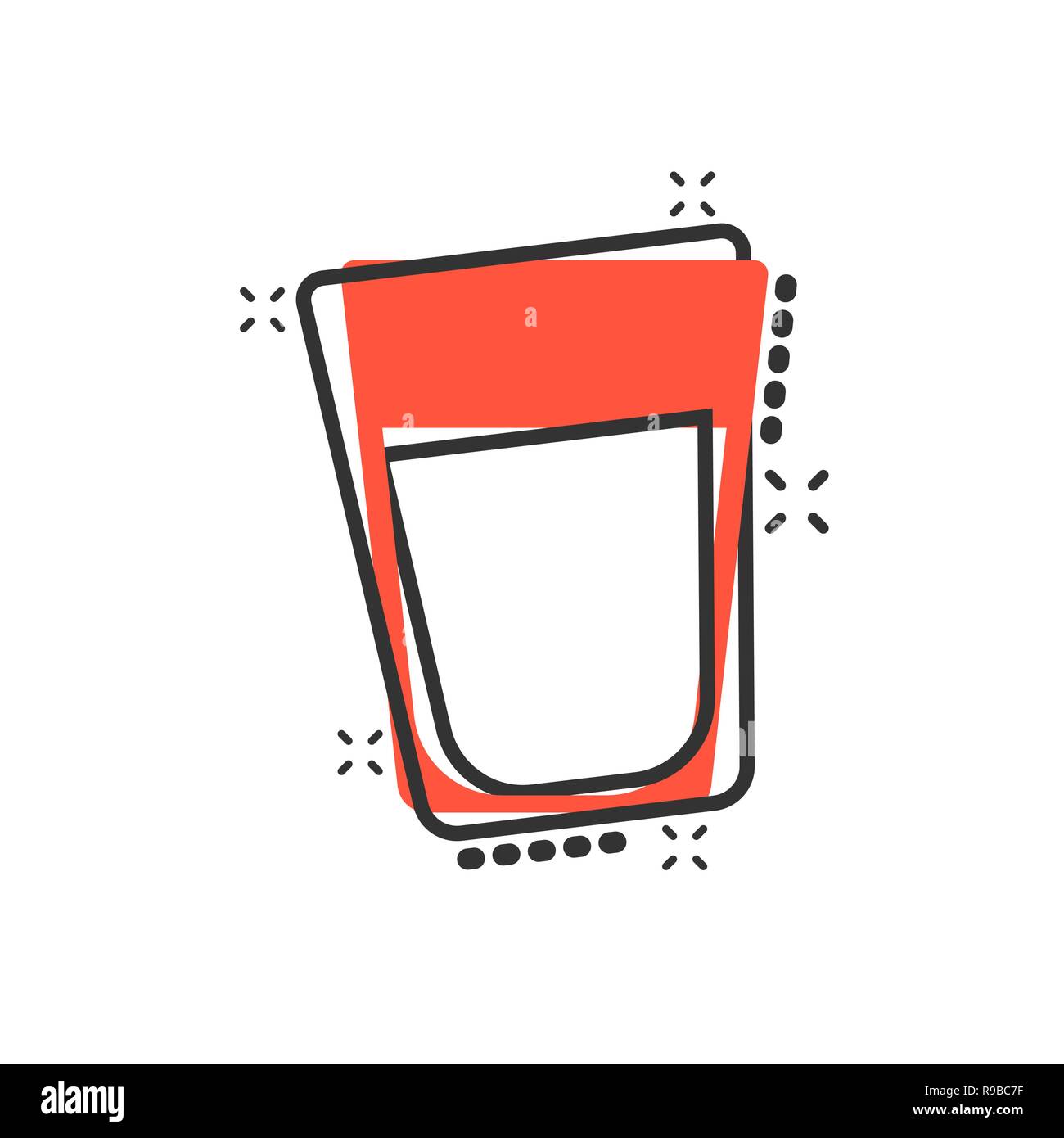Water glass icon in comic style. Soda glass vector cartoon illustration ...