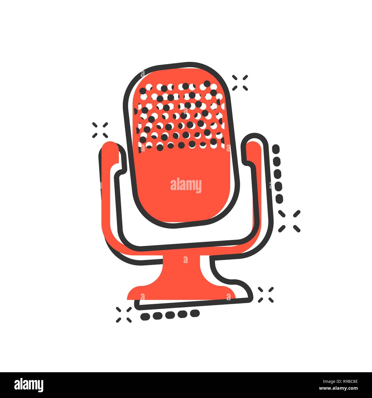 Microphone icon in comic style. Mic broadcast vector cartoon ...
